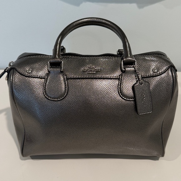 Coach | Bags | Coach Metallic Gray Satchel | Poshmark